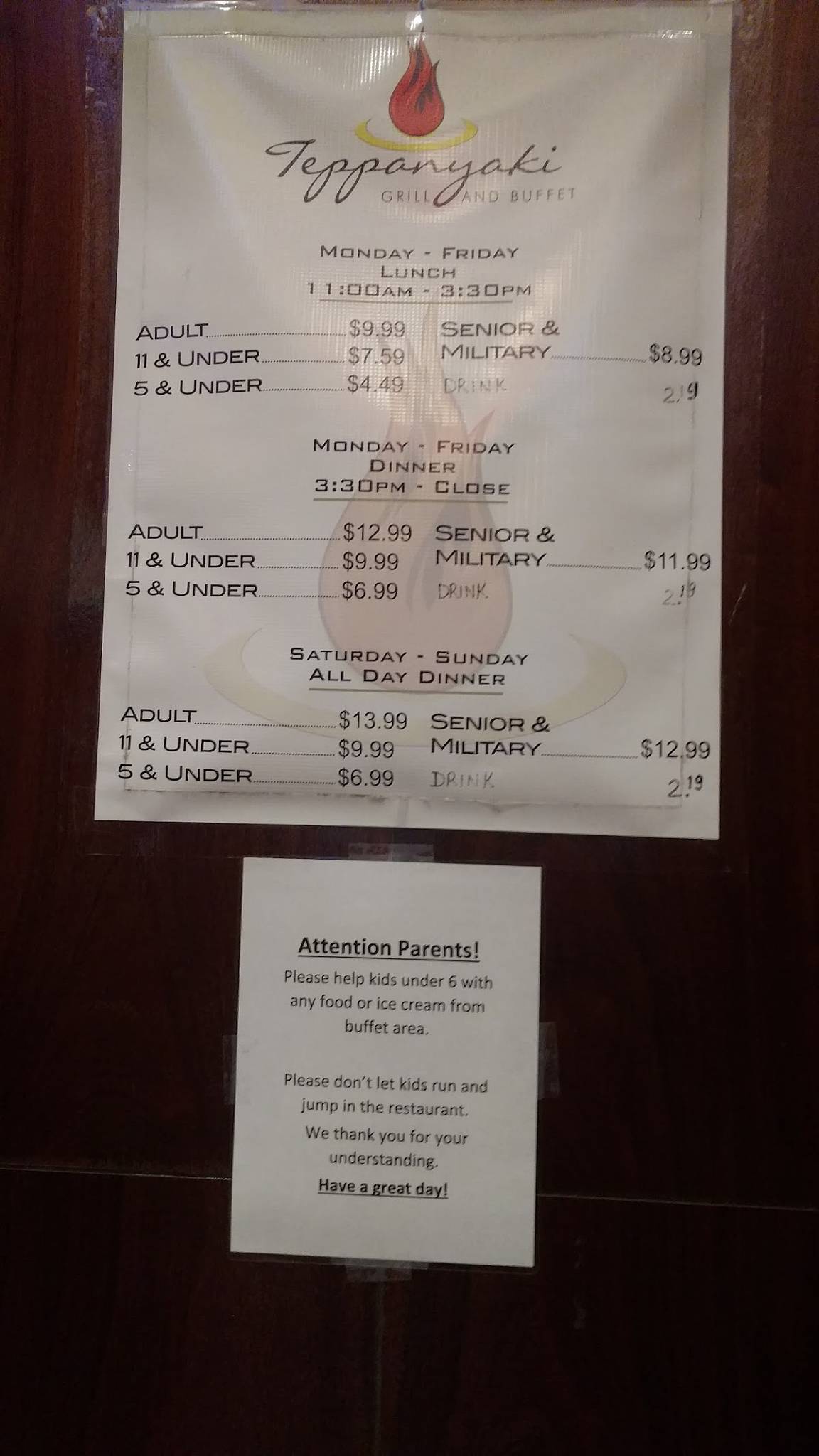 Menu at Teppanyaki Grill & Buffet restaurant, El Paso