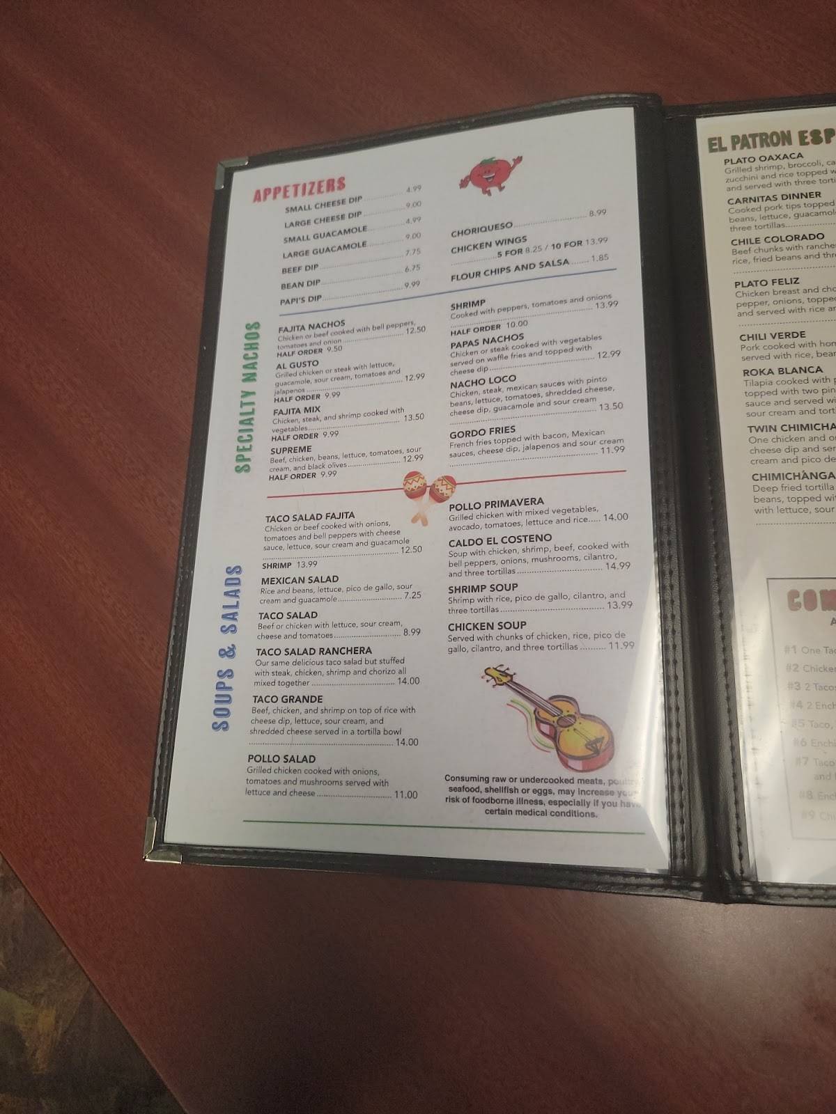 Menu at El Rey Papi's restaurant, Rock Port