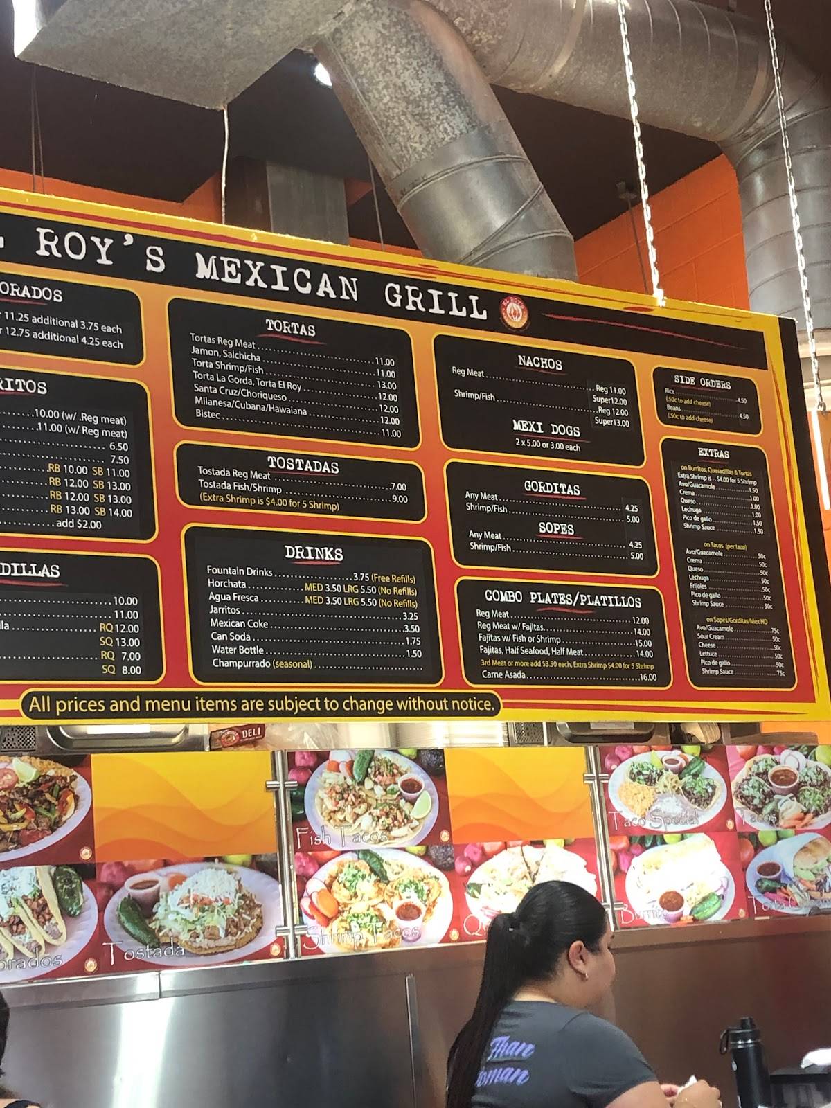 Menu at El Roy's Mexican Grill restaurant, Petaluma, 210 Edith St