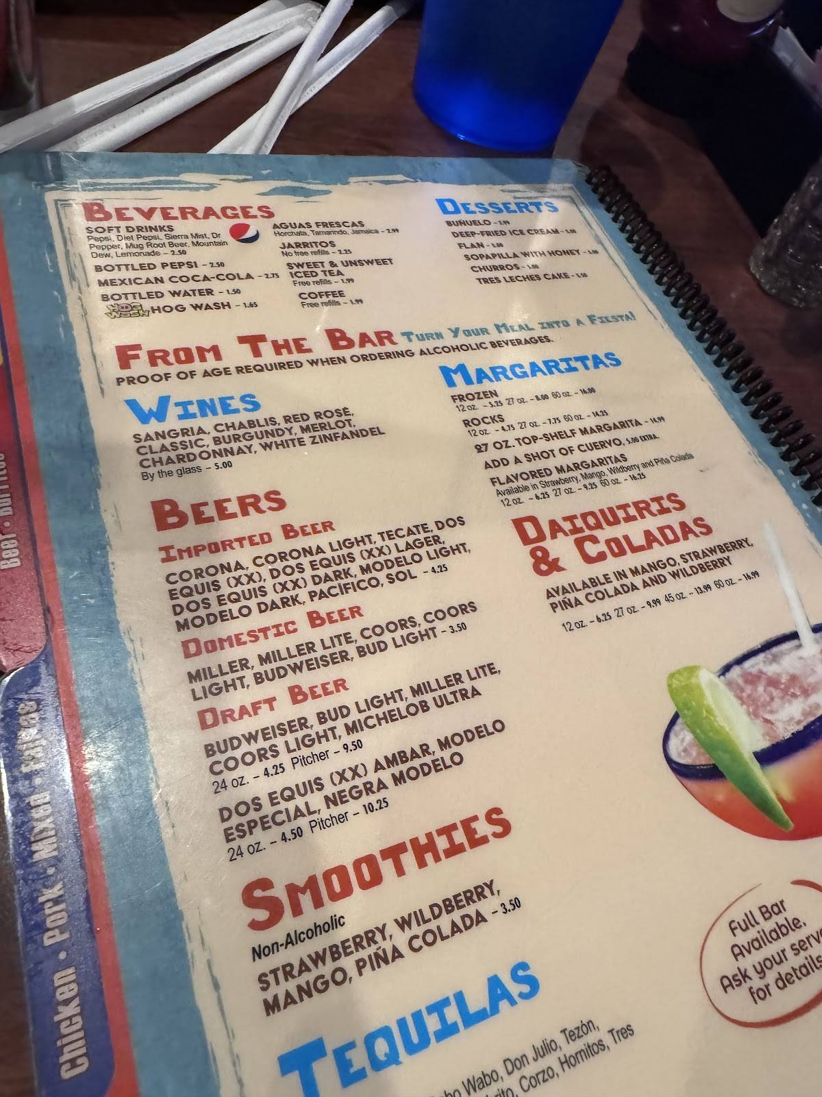 Menu at El Saltillo restaurant, Biloxi, 920 Cedar Lake Rd E1 Cedar