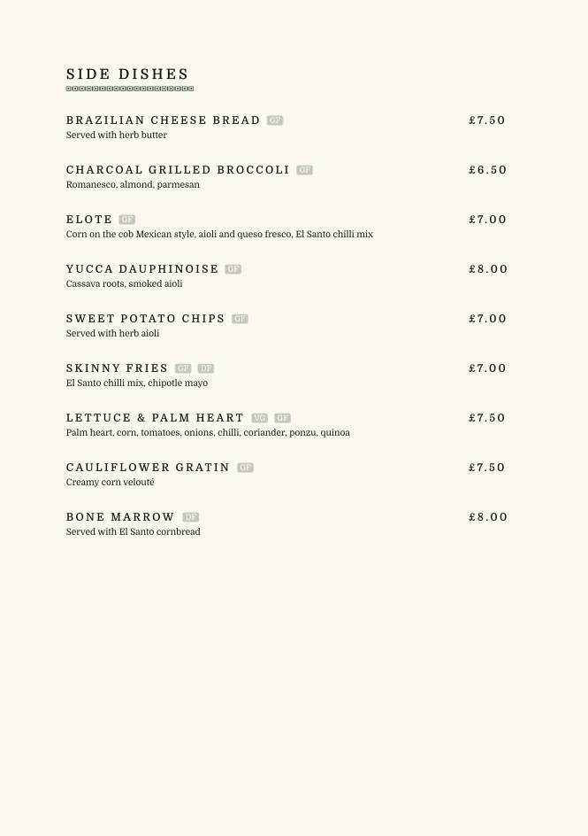 Menu at El Santo Bar and Restaurant, Glasgow