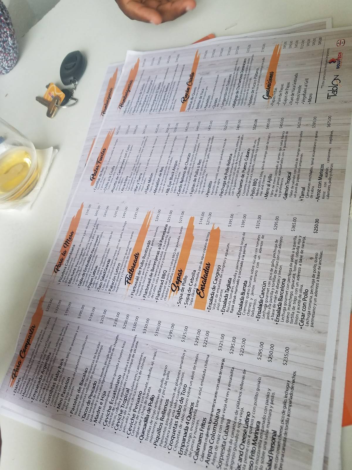 Carta del restaurante El Tablon Latino, Santiago De Los Caballeros, C ...