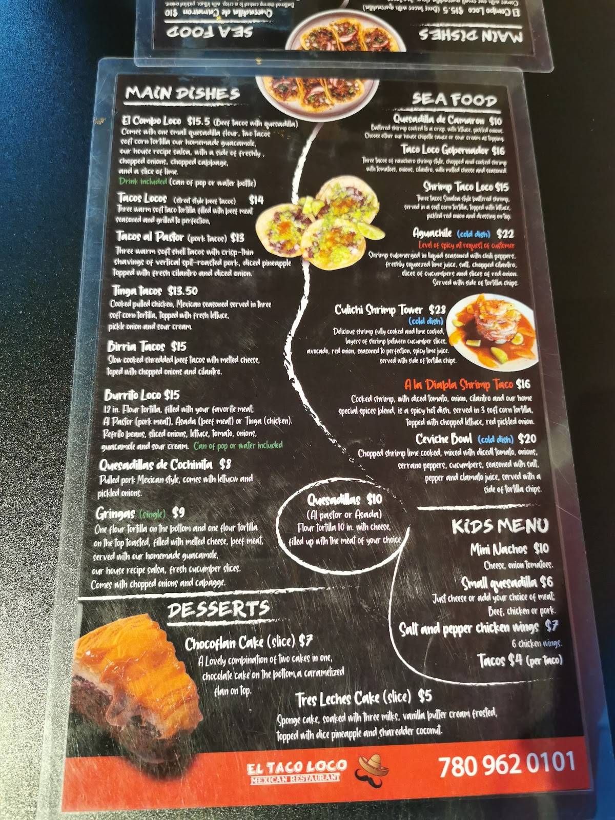 Menu at El Taco Loco restaurant, Spruce Grove, 7 Tri Leisure Way