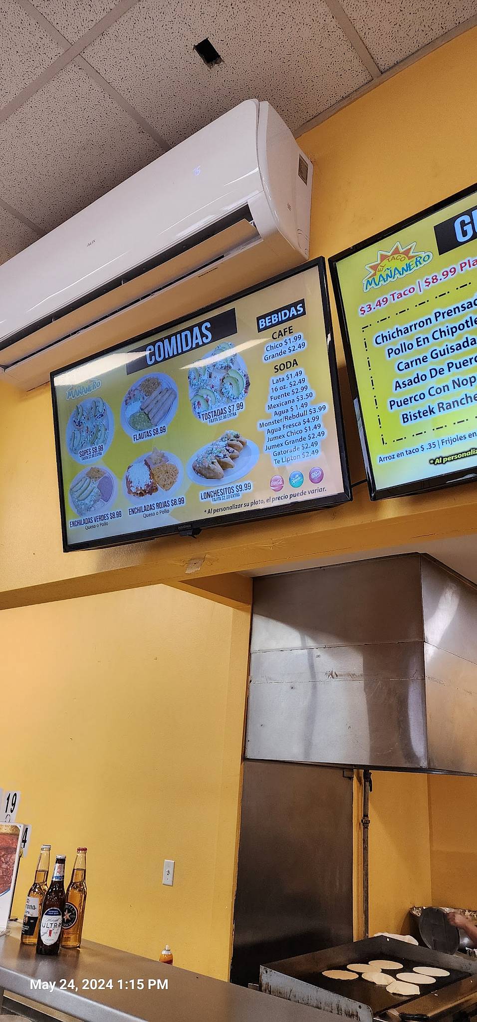 Menu at El Taco Mañanero restaurant, Mission