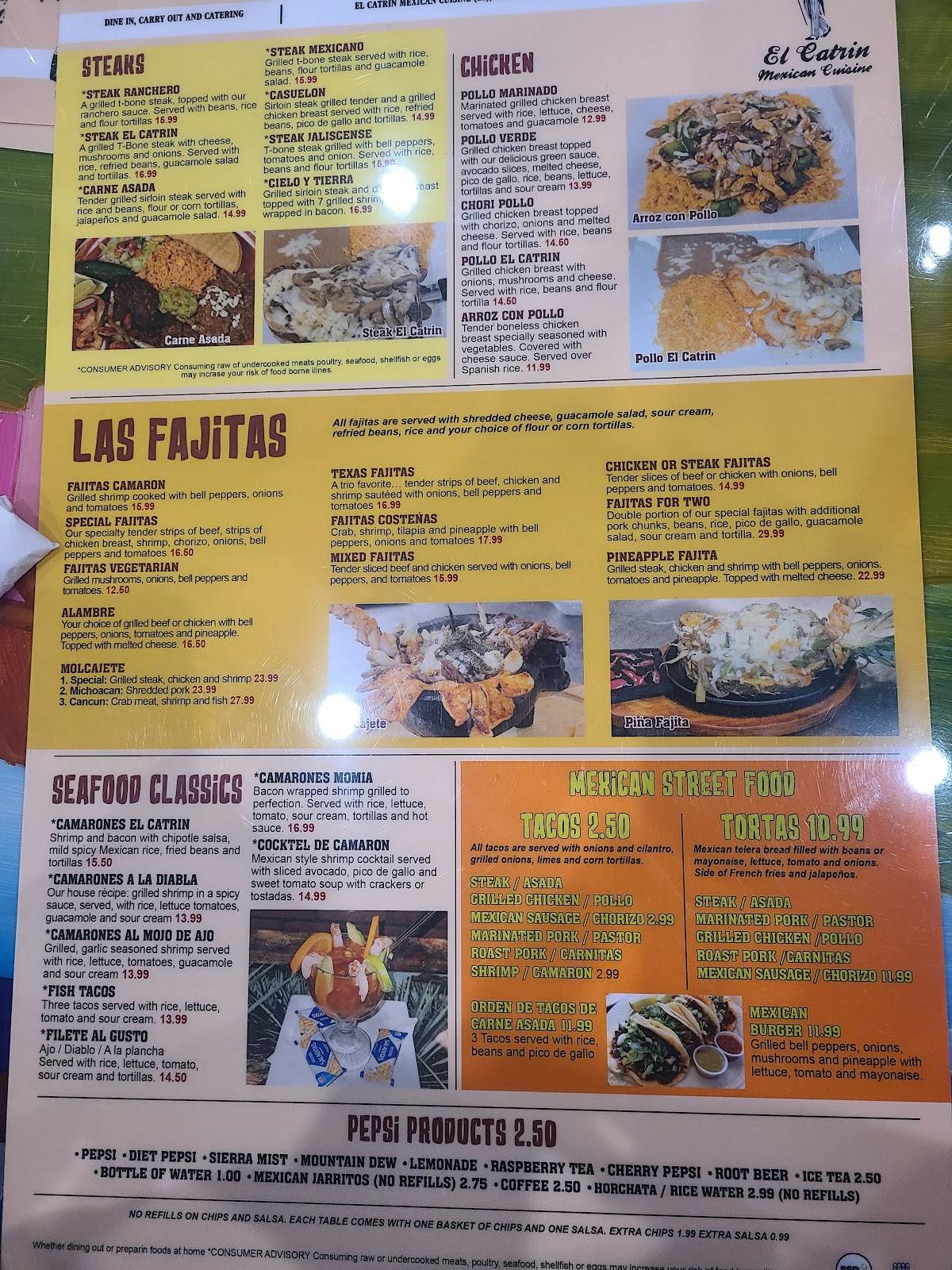 Menu at El catrin Mexican cuisine restaurant, Belle Plaine