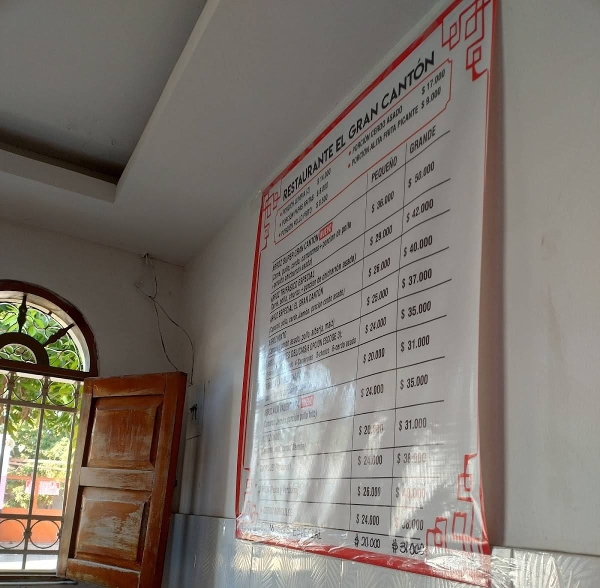 Menu at El gran cantón restaurant, Santa Marta