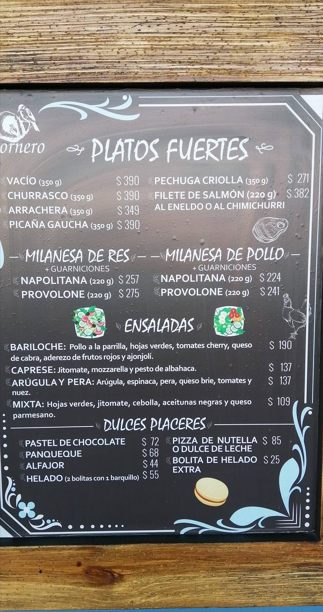 Carta del restaurante El hornero Zibatá, Santiago del Querétaro