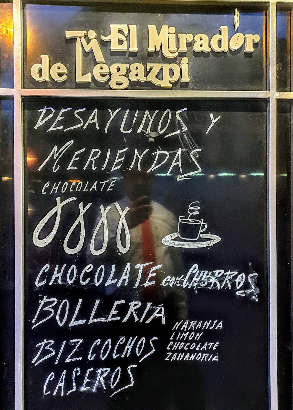 Carta de Bar El Mirador de Legazpi, Madrid, Paseo de las Delicias
