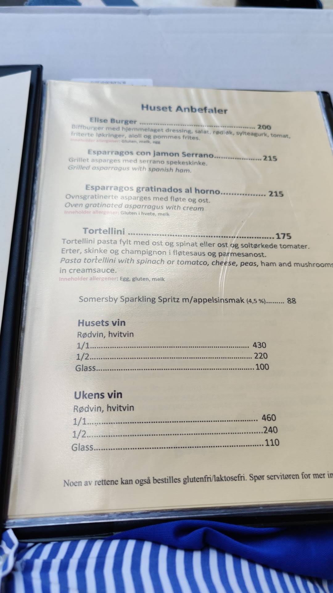 Menu at Elise Cafe AS, Oslo
