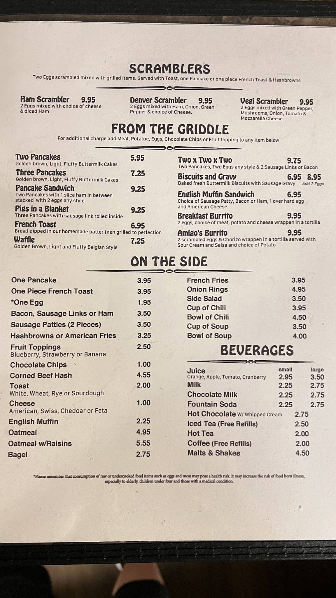 Menu at Elk Restaurant, Elkhorn