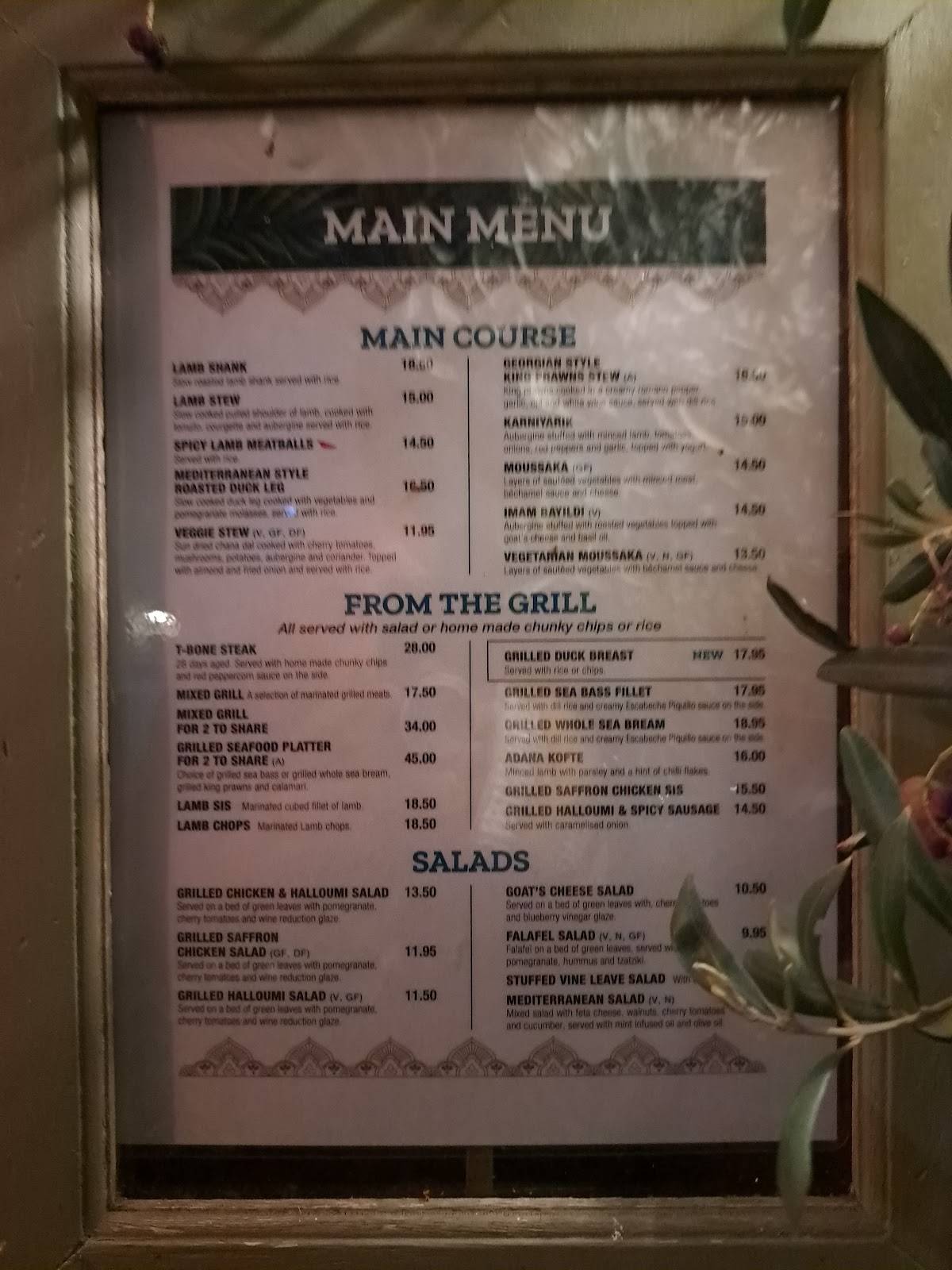 Menu at Elma Restaurant, Royal Leamington Spa