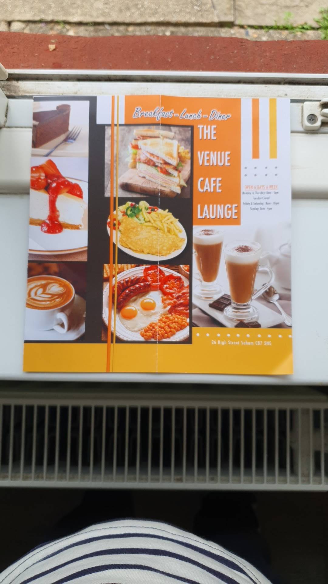 Menu at The Venue restaurant, Ely