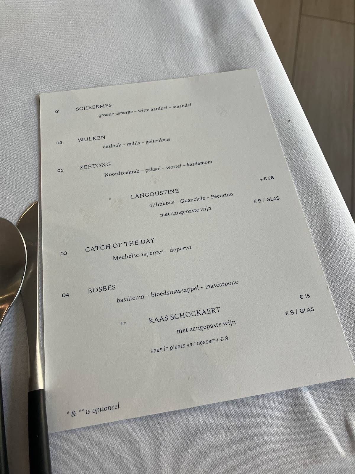 Menu at Emiel, Mechelen