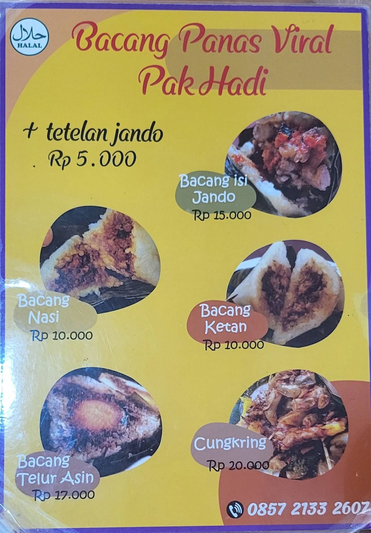 Menu at Empal Gentong cirebon dan bacang panas hadi arif, Bogor
