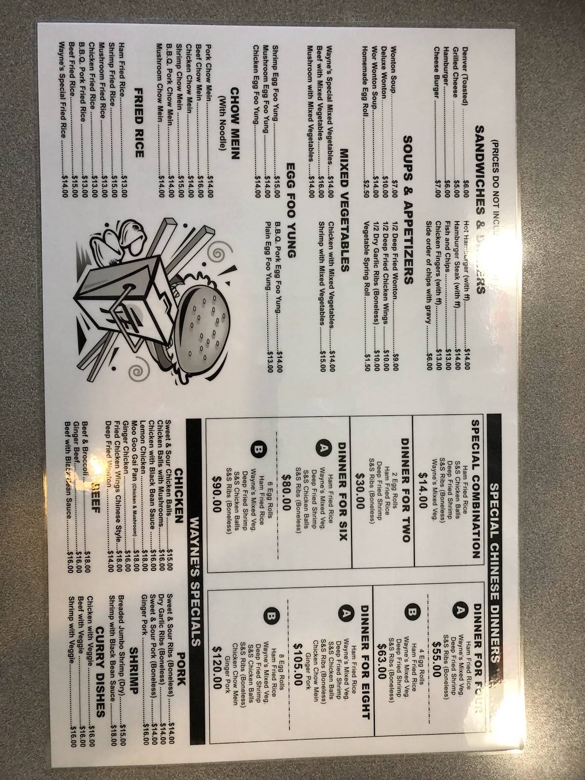 Menu at Wayne's Family Restaurant, Estevan