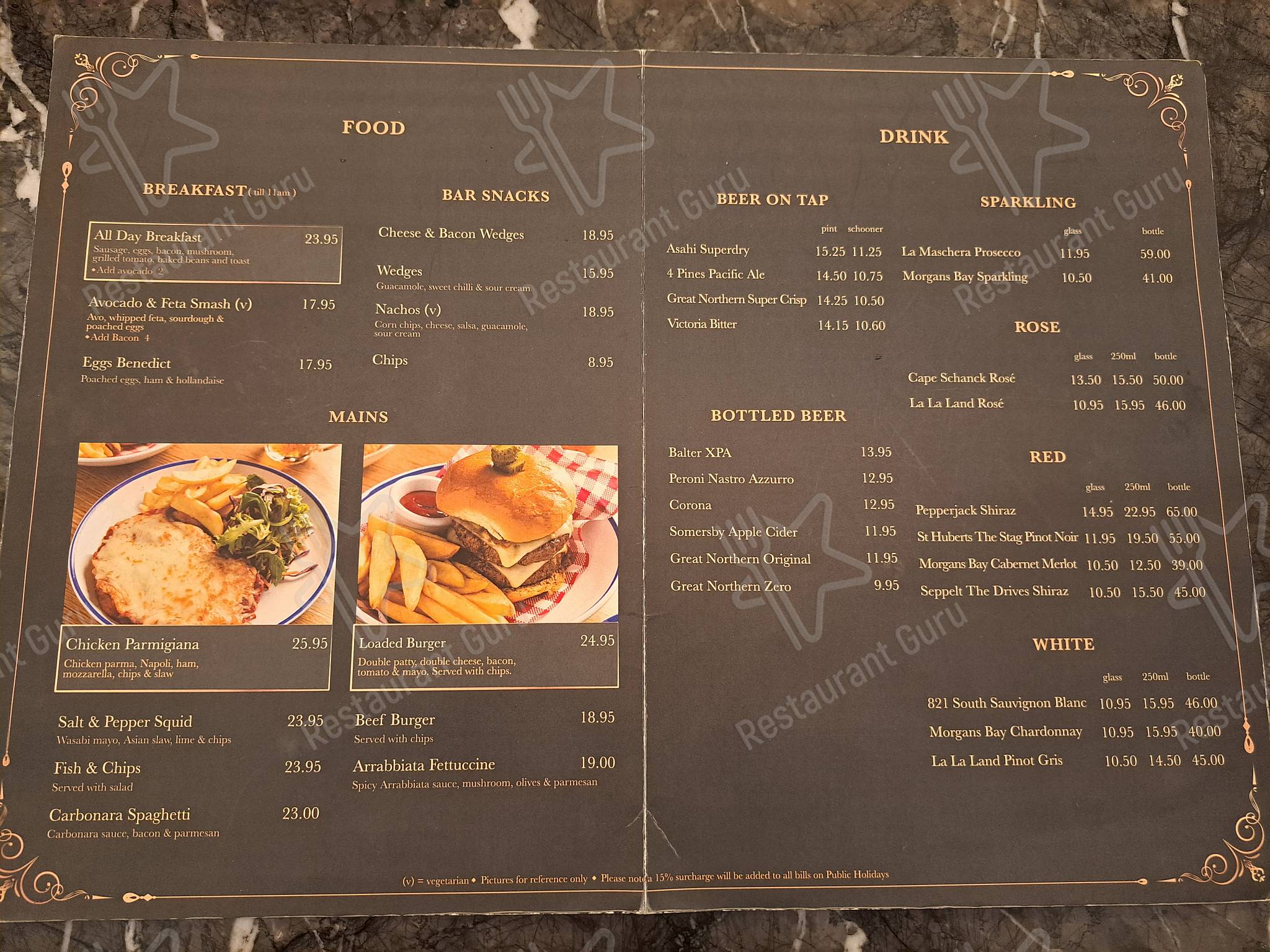Menu at Eternity Bar and Grill, Haymarket