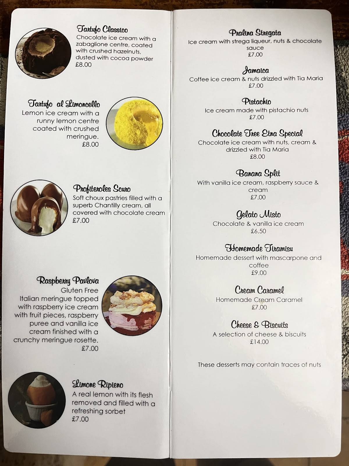 Menu at Etna pizzeria, Lancaster