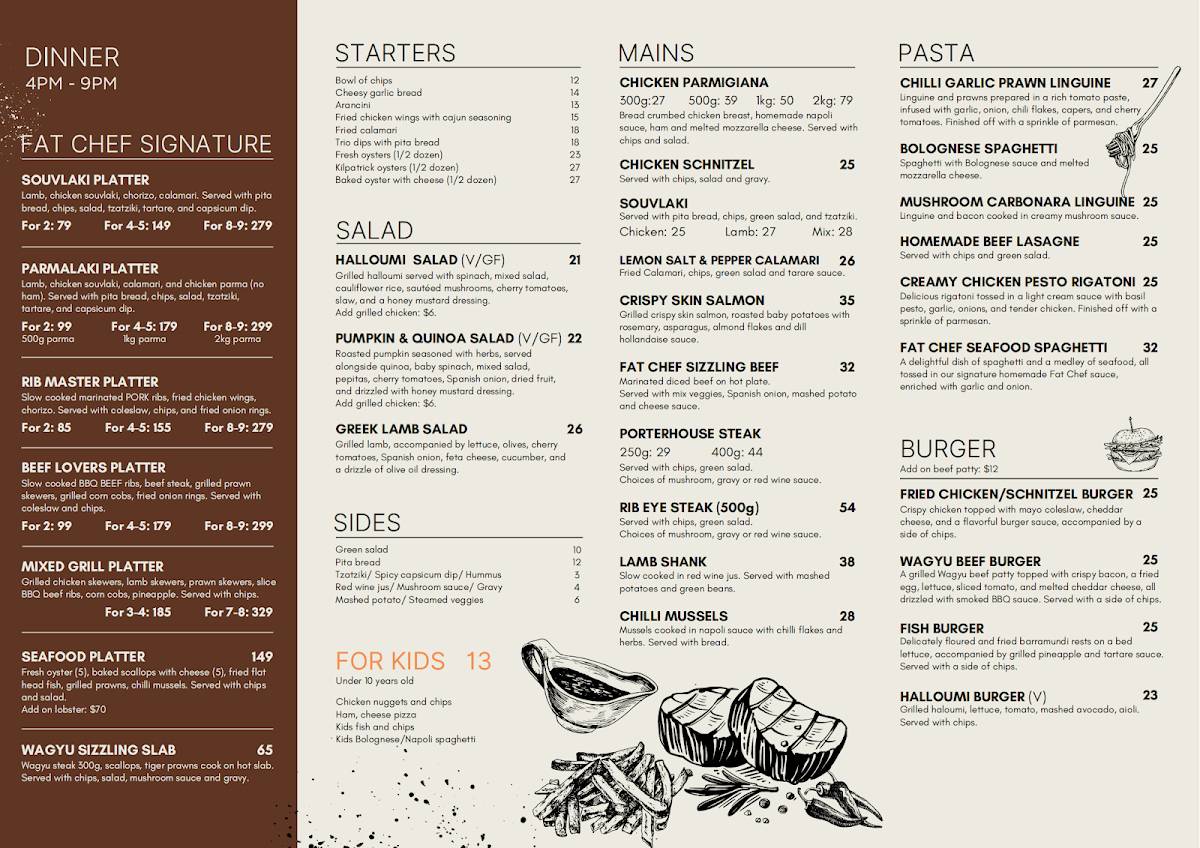 Menu at FAT CHEF Keilor East restaurant, Keilor East, Unit 16/235 ...