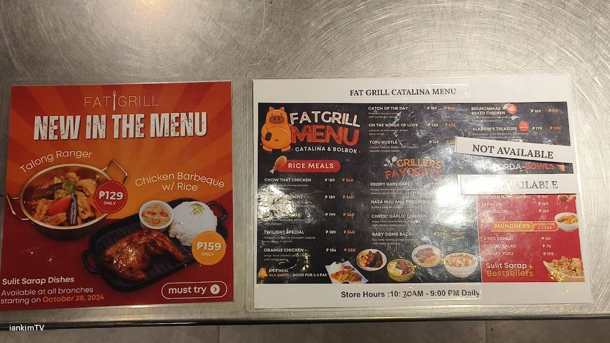 Menu at FATGRILL restaurant, Lipa