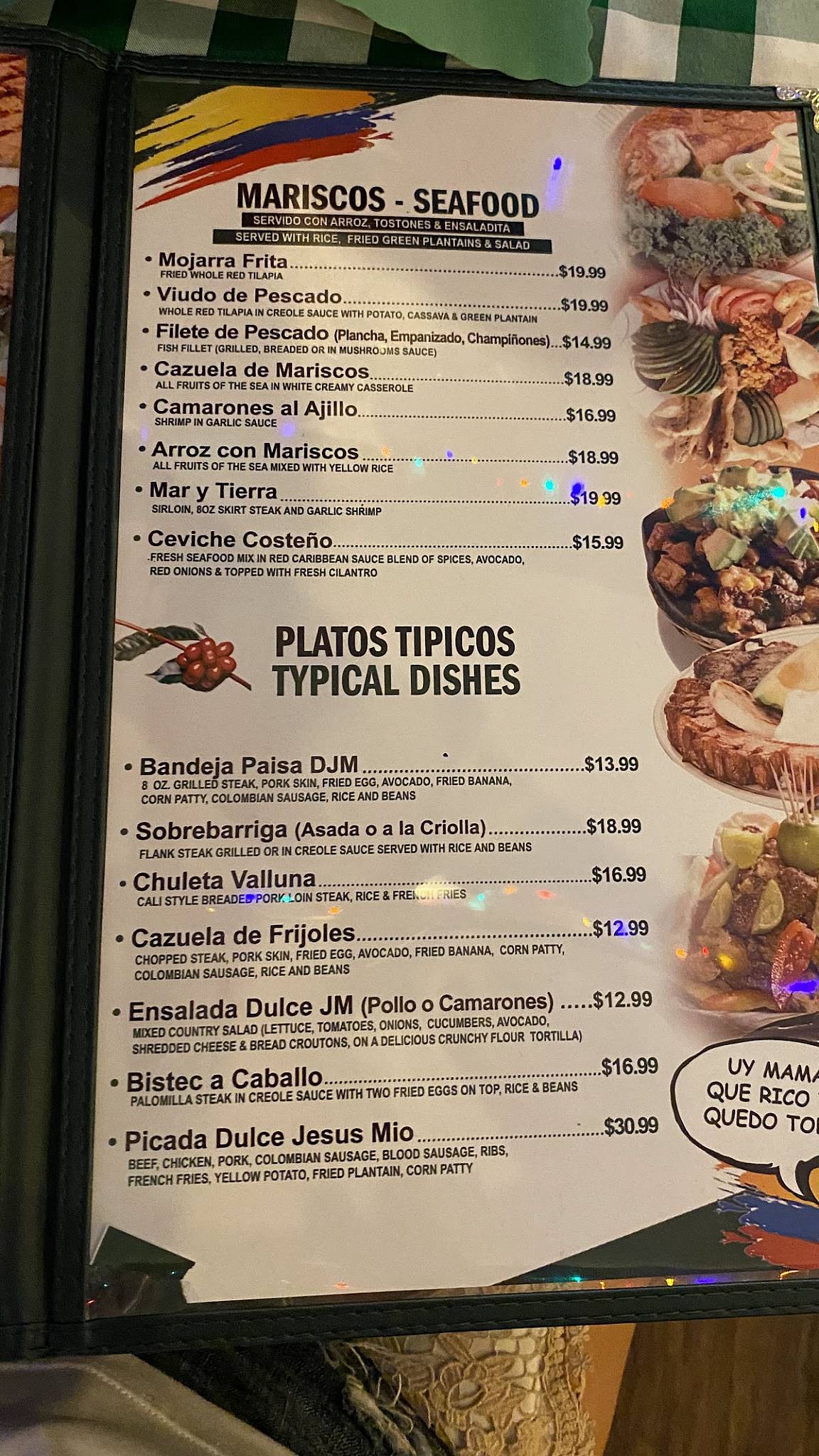 Menu at FONDA DULCE JESUS MIO MIAMI pub & bar, Hialeah