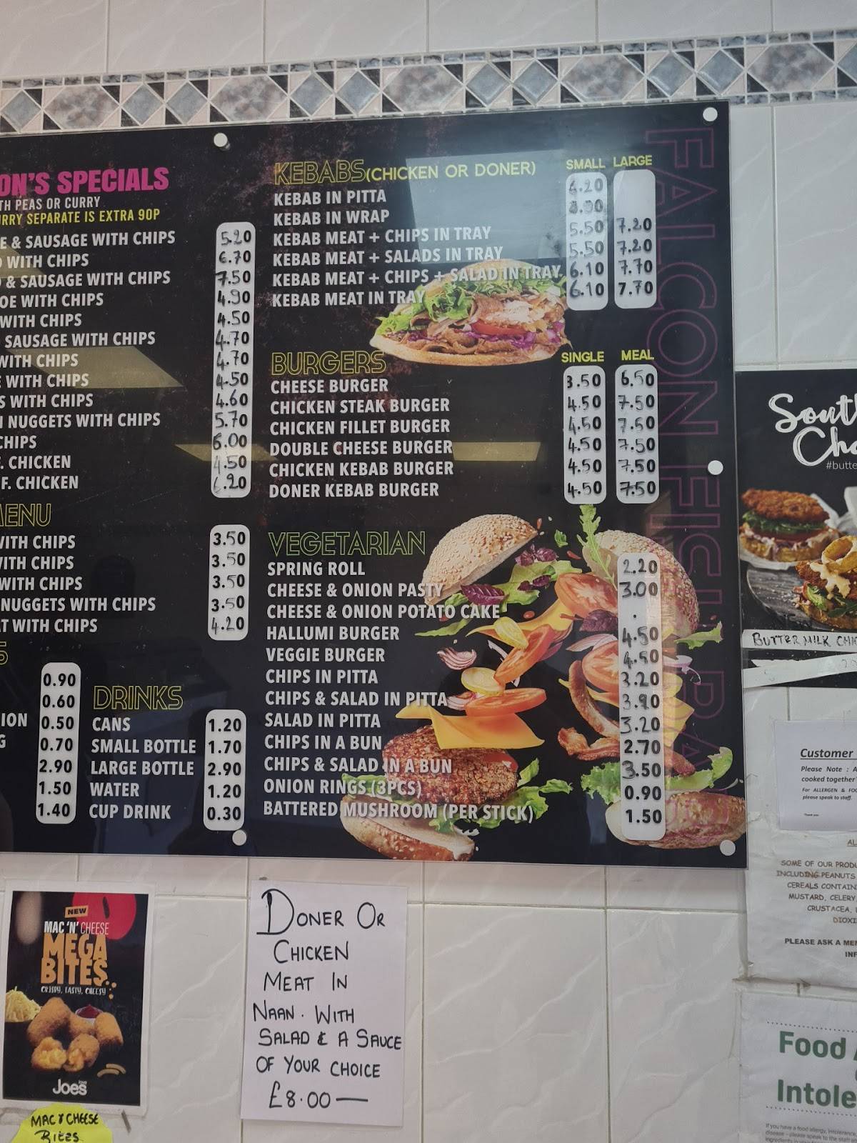 Menu at Falcons Fish Bar, Sutton Coldfield