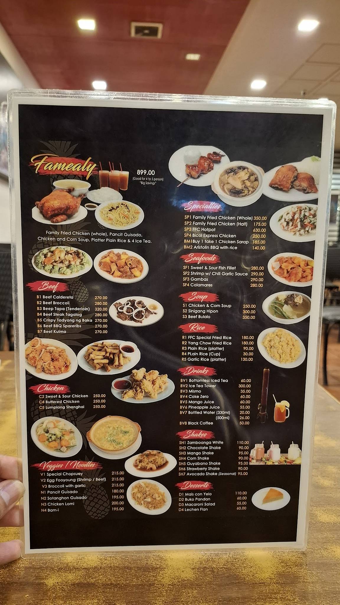 Menu at Family Fried Chicken Restaurant, Zamboanga, Mayor Jaldon Street