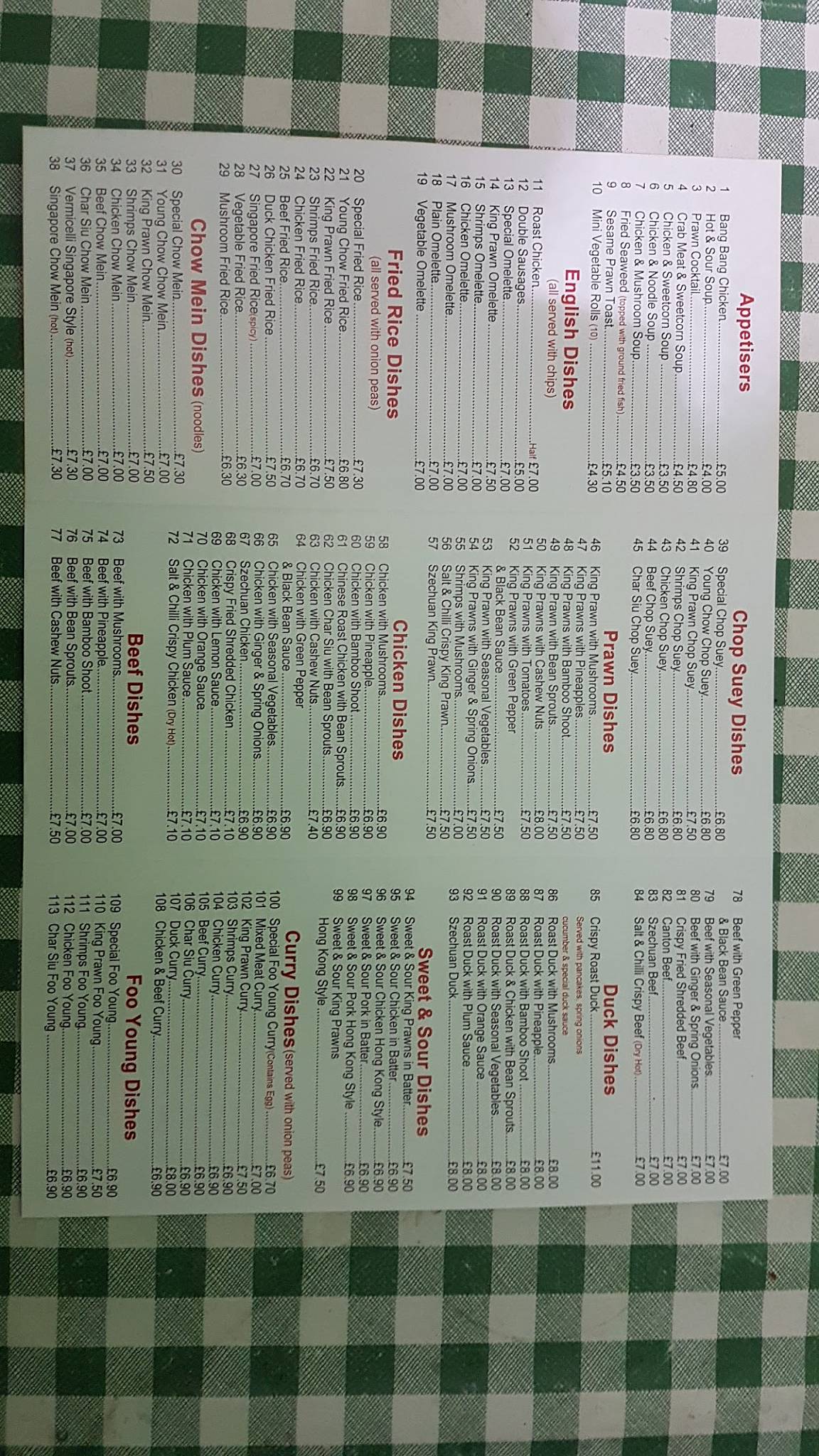 Menu at Chilli Chinese Takeaway fast food, Hayle