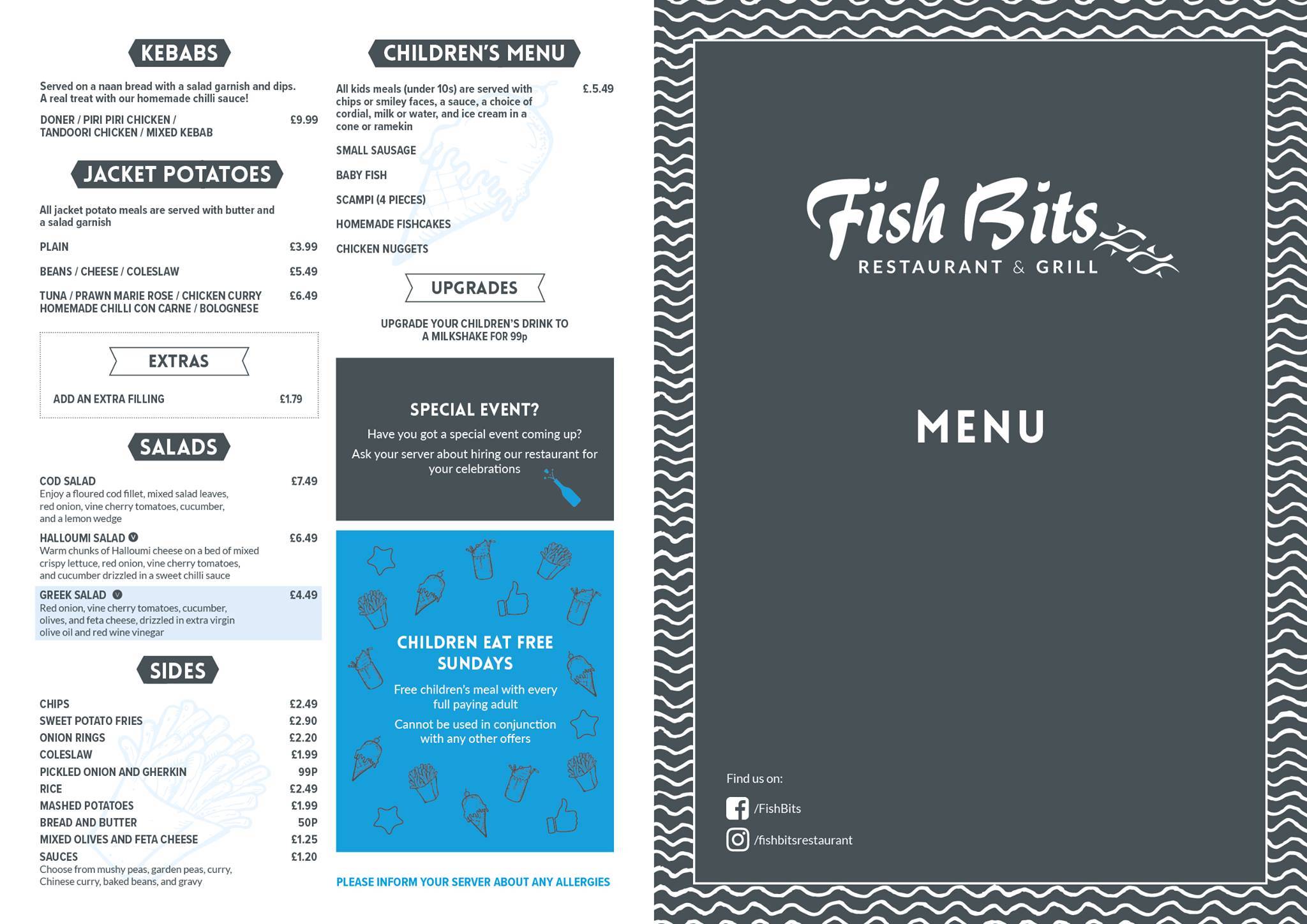 Menu at Fish Bits fast food, Doncaster, 61 Carr House Rd
