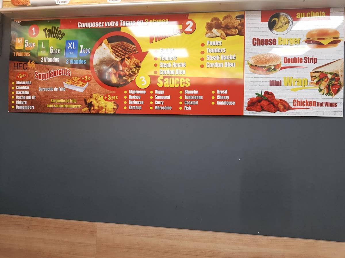 Menu au HFC Talence fast food, Talence, 515 b Cours de la Libération