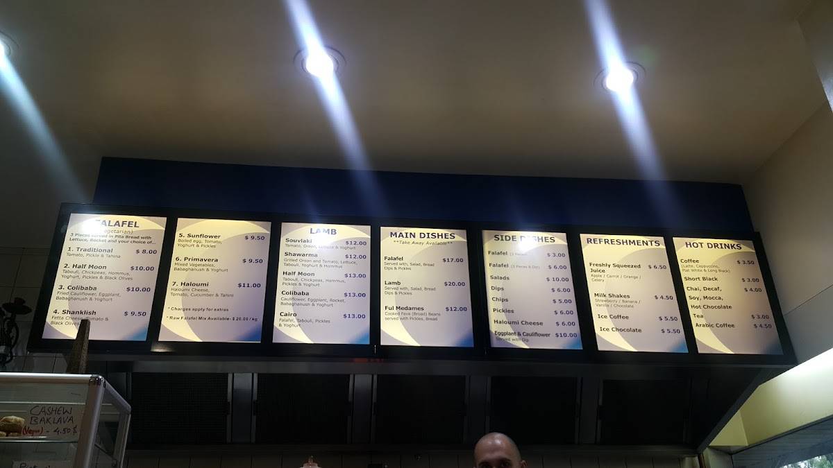Menu at Half Moon Cafe, Coburg