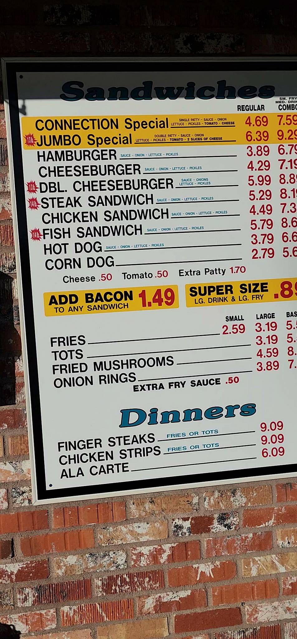 Menu at Hamburger Connection fast food, Caldwell