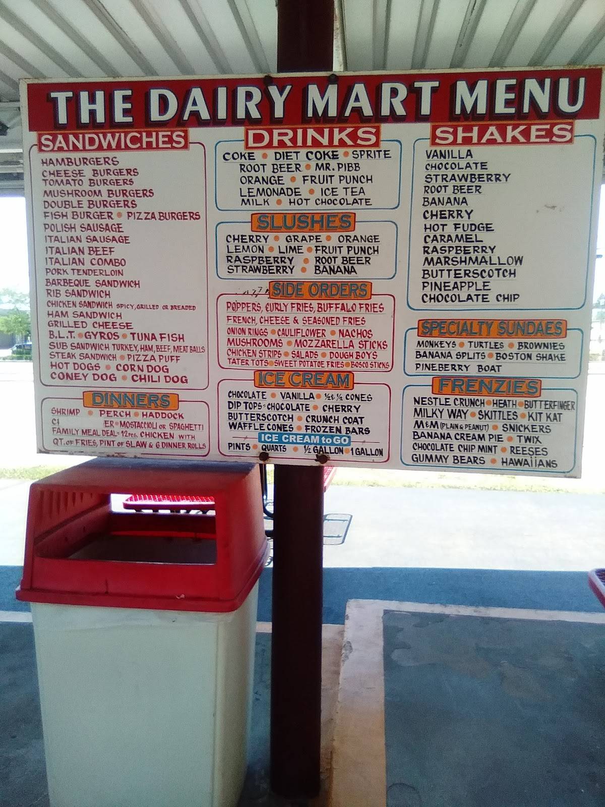 Menu at The Huntley Dairy Mart fast food, Huntley