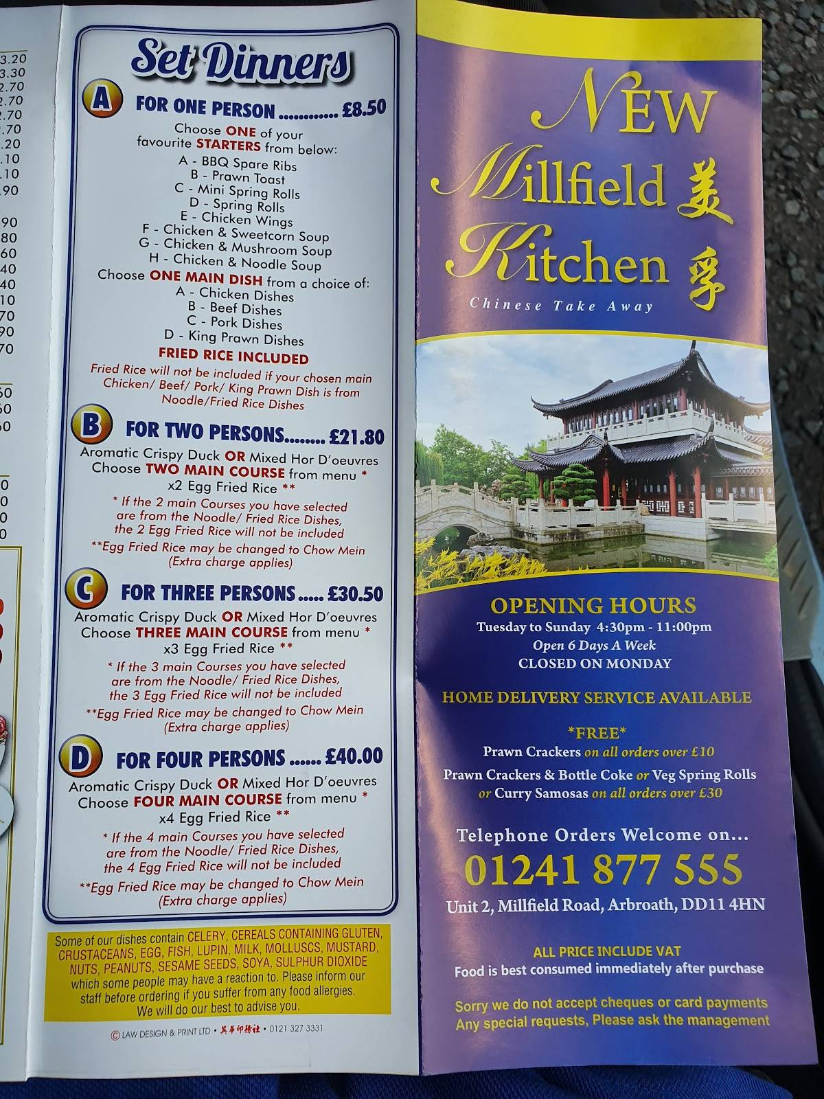 Menu at Millfield Kitchen Ltd fast food, Arbroath