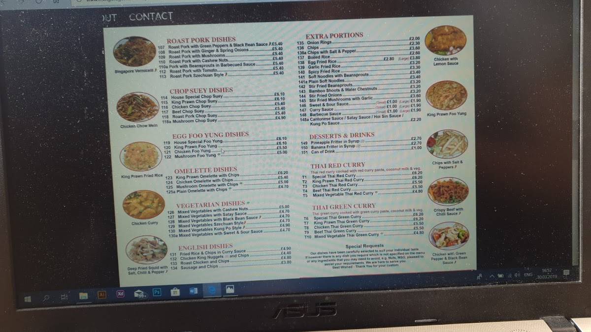 Menu at Rising Dragon fast food, Falmouth