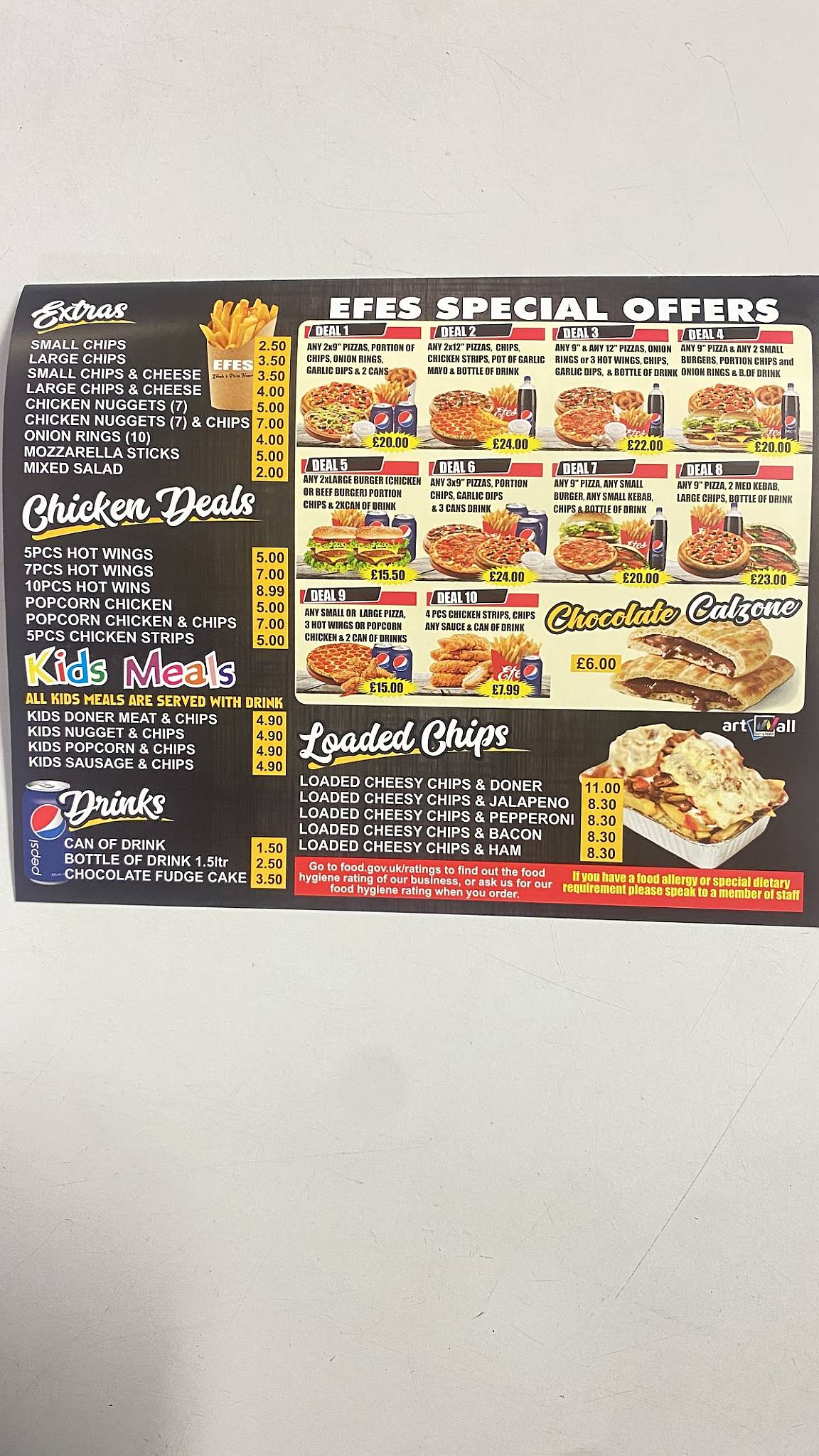 Menu at Shawbury Fish Bar, Shawbury