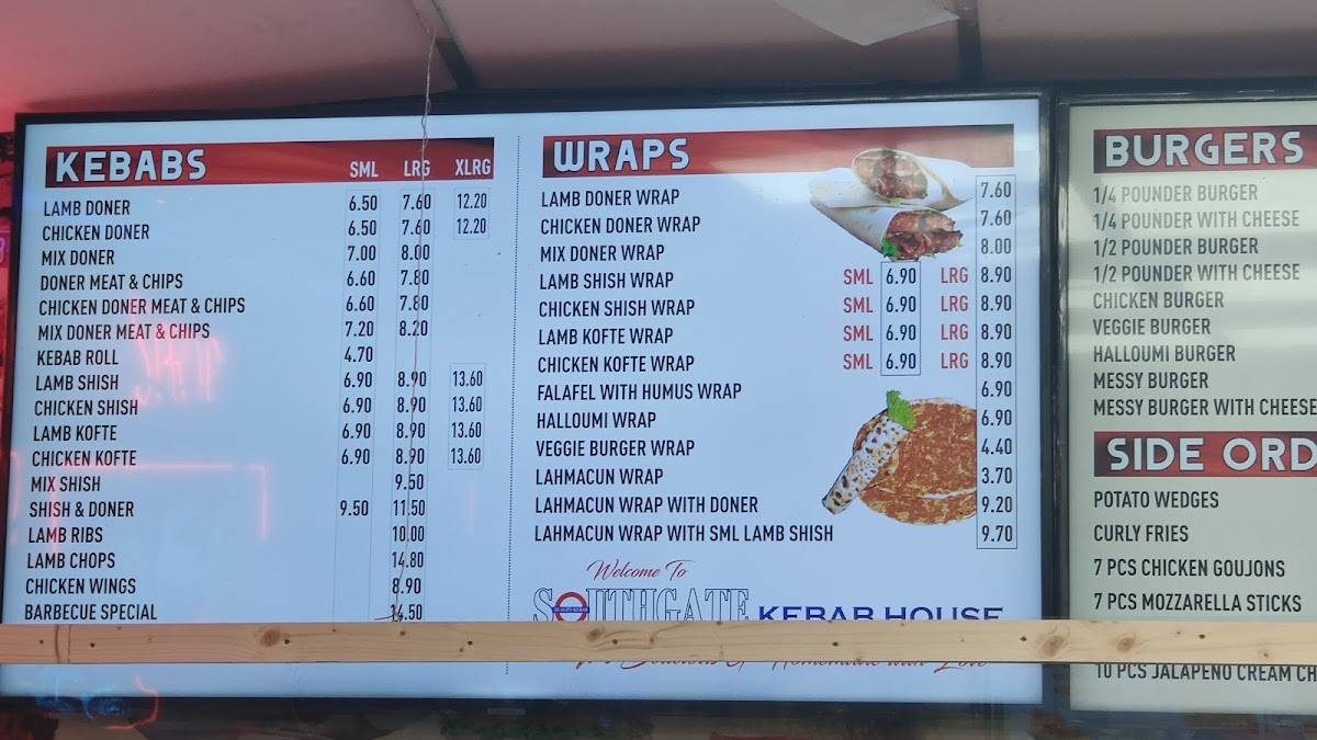 Menu at Southgate Kebab House ️ fast food, London, 8A Station Parade