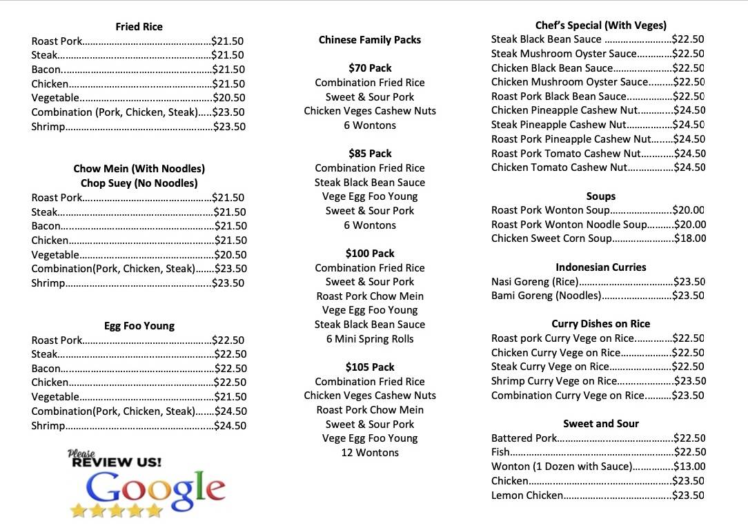 Menu at Tavern Takeaways fast food, Paraparaumu