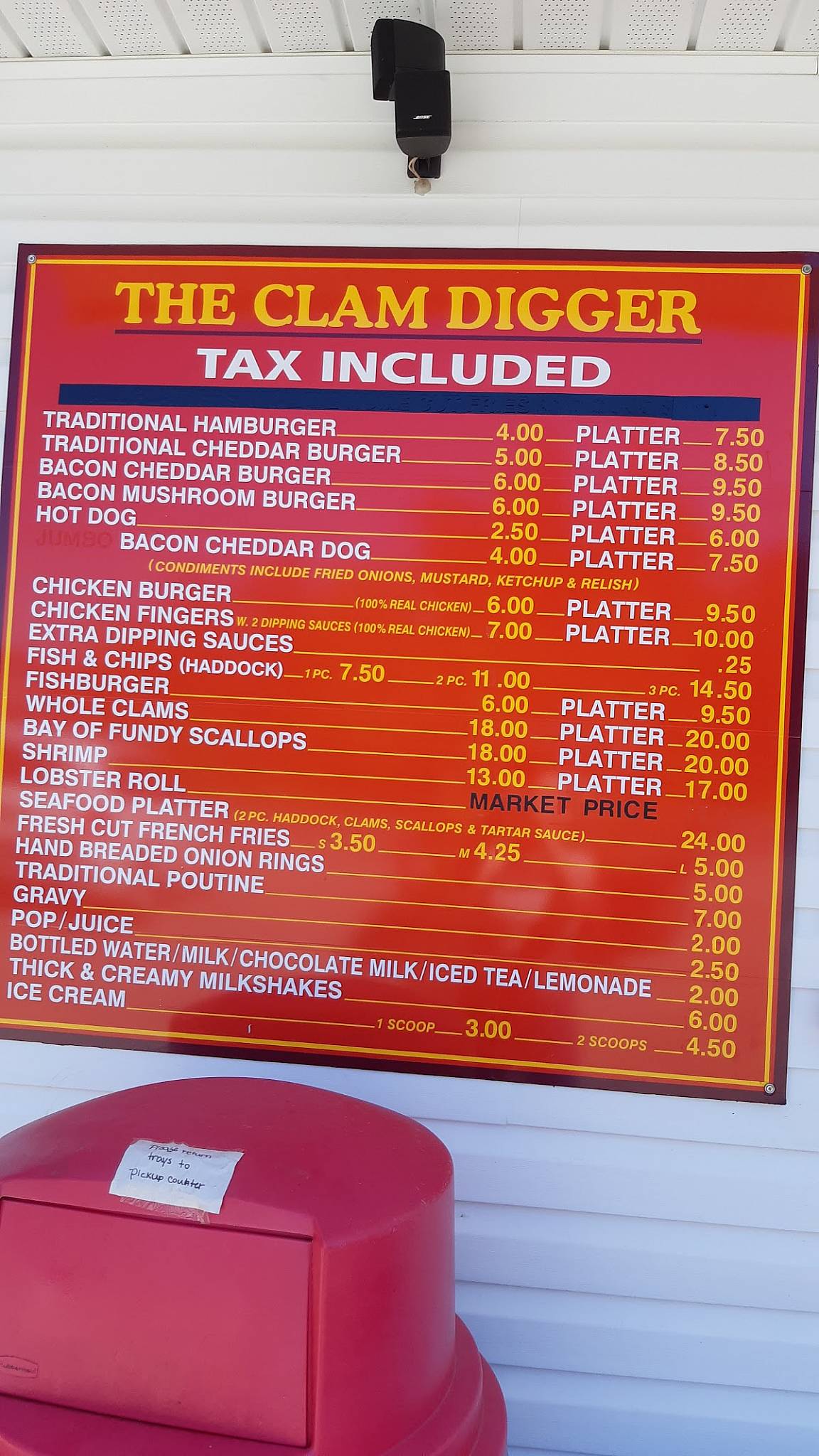 Carta del restaurante The Clam Digger, Chamcook, NB-127