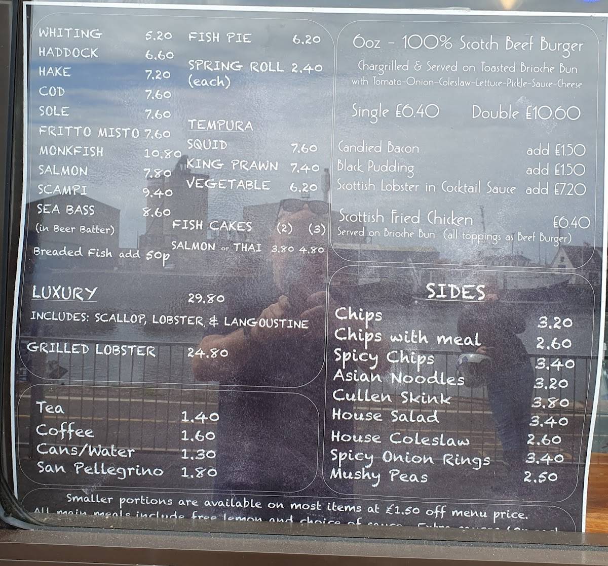 Menu at The Wee Hurrie fast food, Troon
