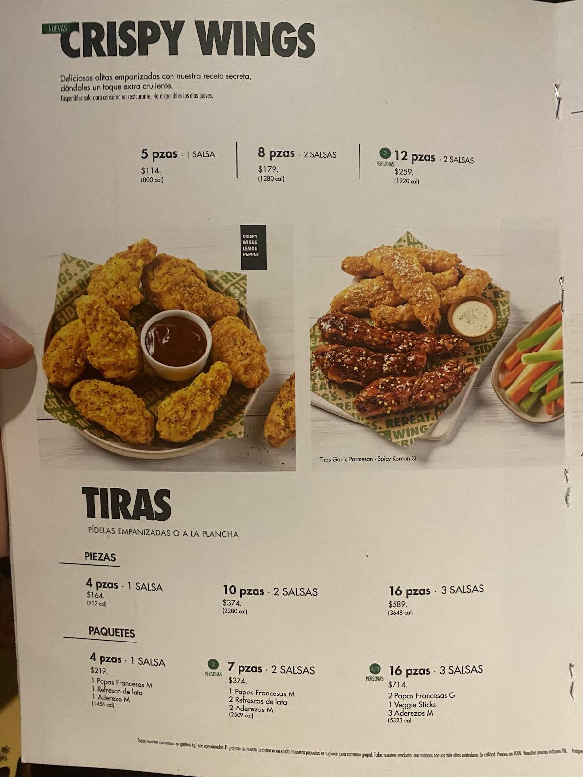 Carta de comida rápida Wingstop Coyoacan, Ciudad de México, Aguayo 12