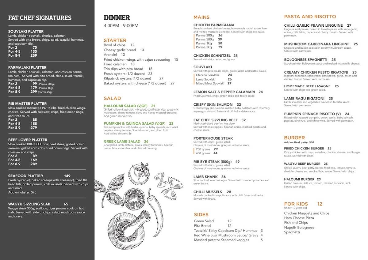 Menu at FAT CHEF Keilor East restaurant, Keilor East, Unit 16/235 ...