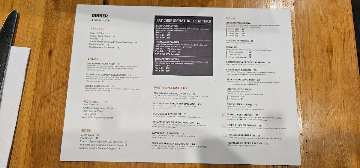 Menu at Fat Chef Keilor East restaurant, Keilor East, Unit 16/235 ...