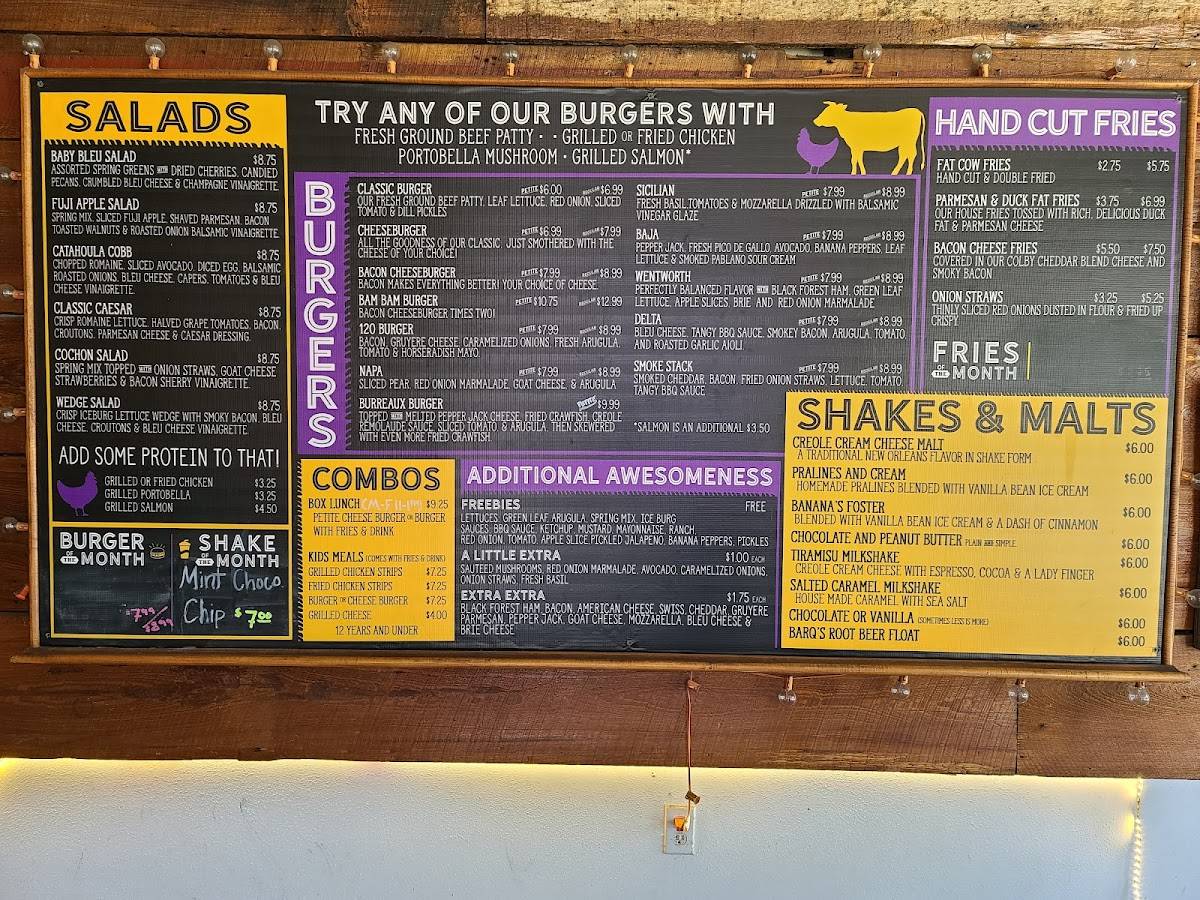 Menu at Fat Cow Burgers & Salads fast food, Baton Rouge, Highland Rd b1