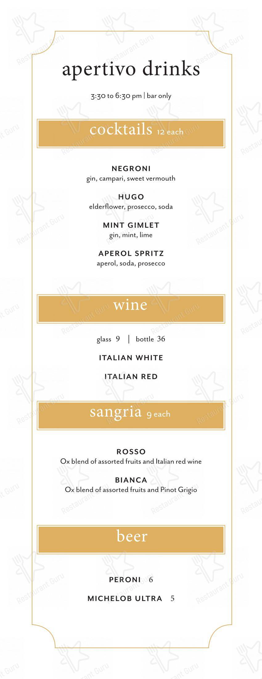 Menu at Fat Ox pub & bar, Scottsdale