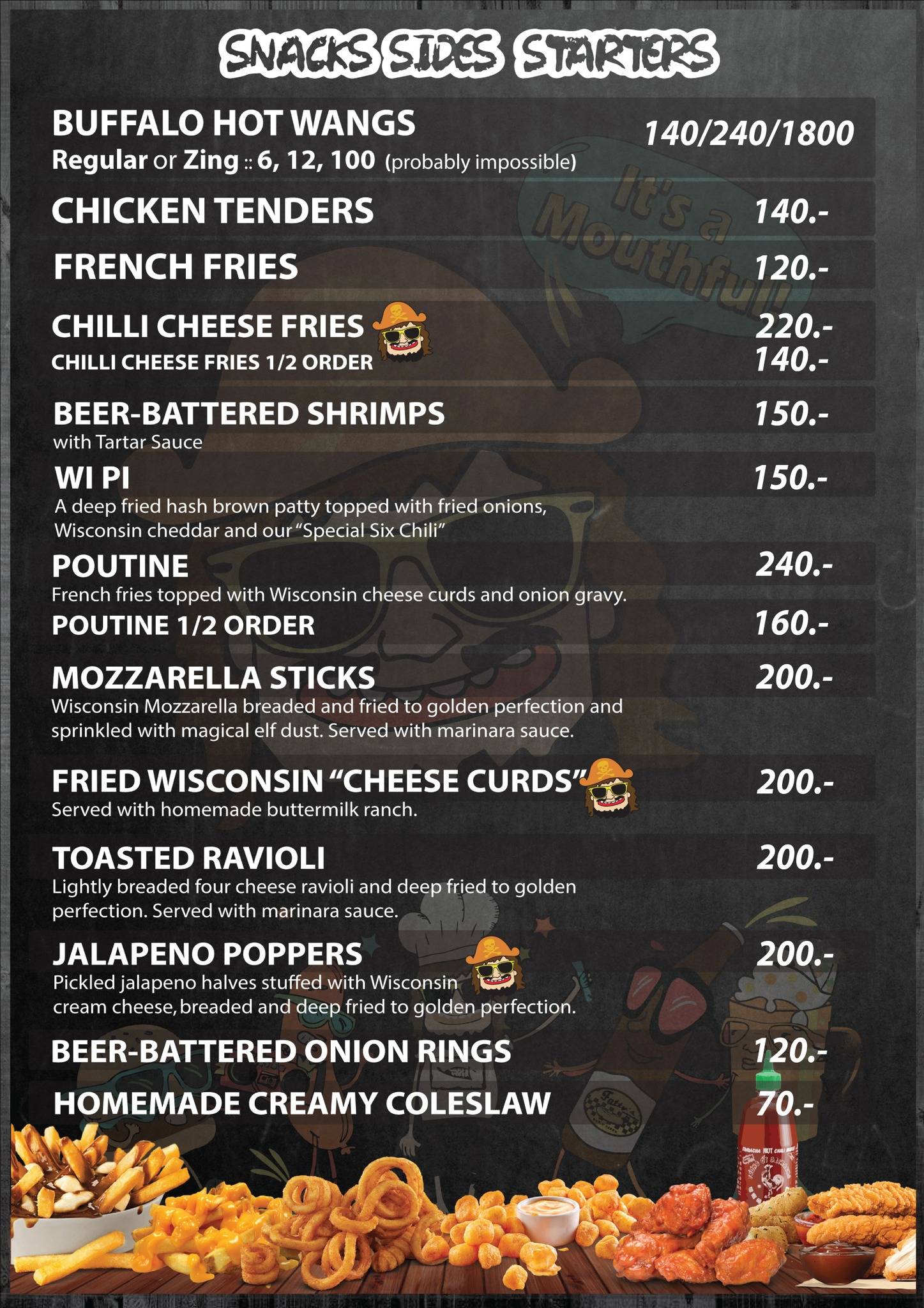 Menu at Fatty's Bar & Diner, Bangkok