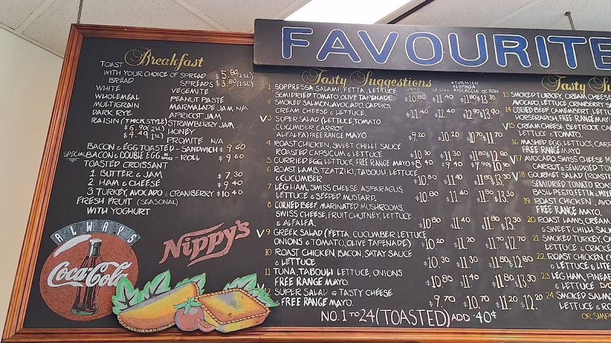Menu at Favourite Fillings Lunch Bar, Adelaide