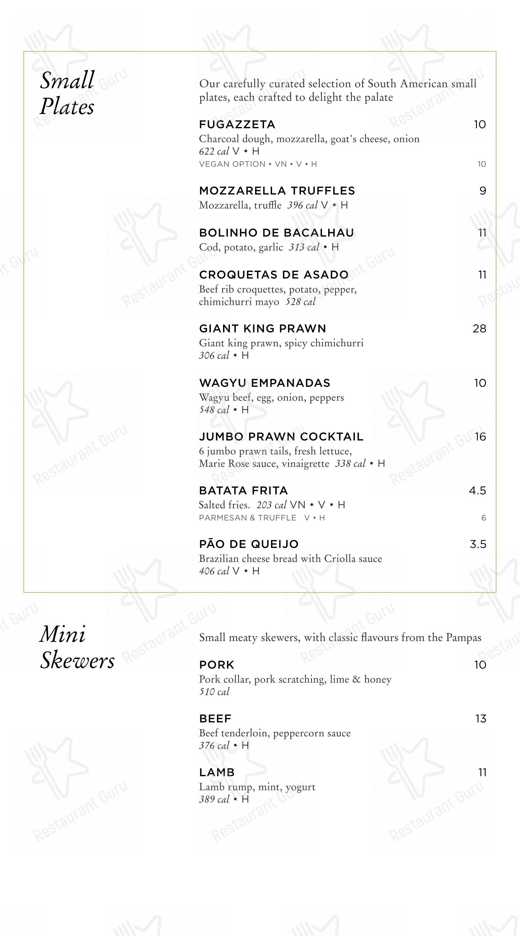 Menu at Fazenda Rodizio Bar & Grill Birmingham, Birmingham