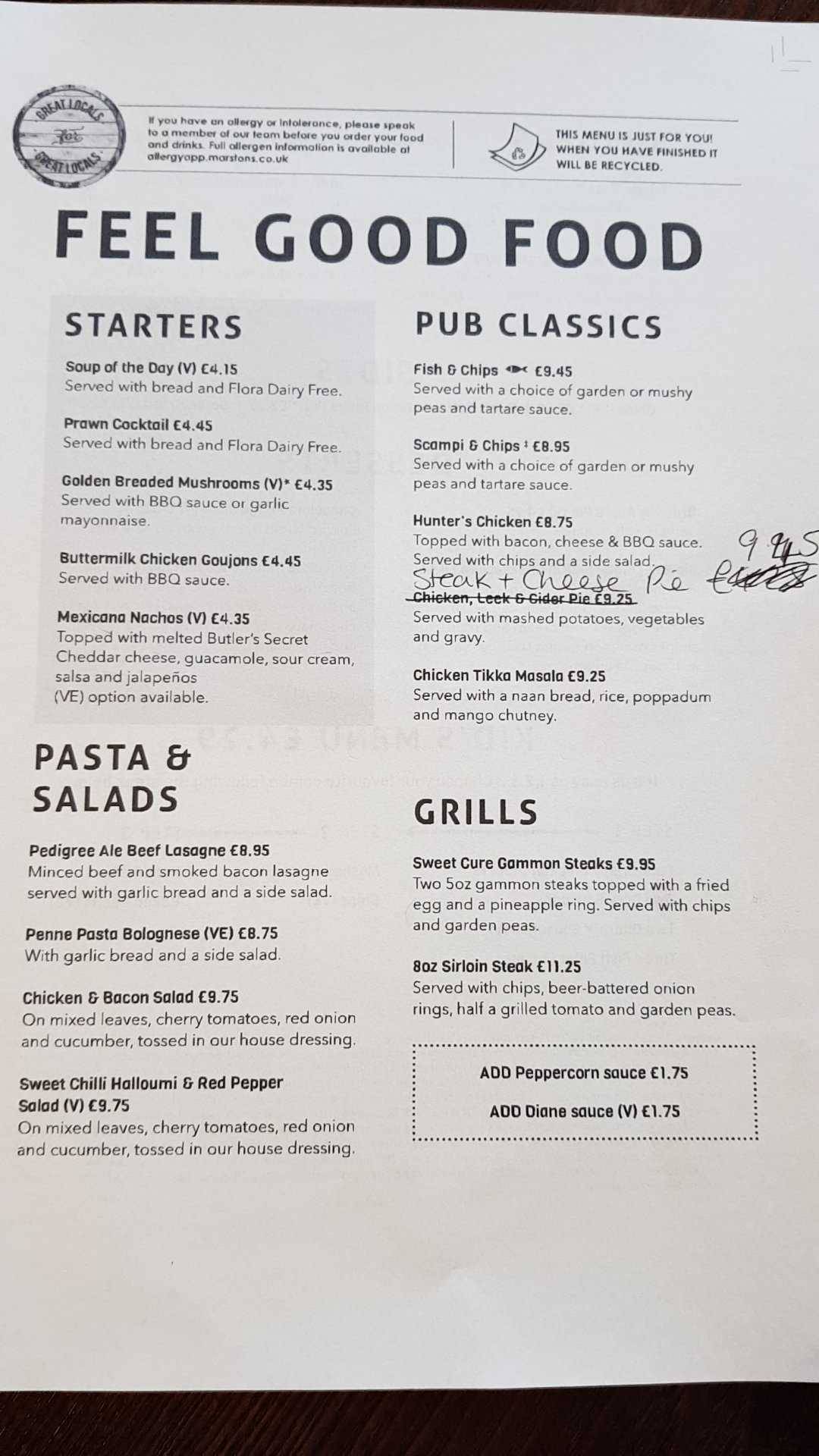 Menu at Ferry Inn pub & bar, Brough