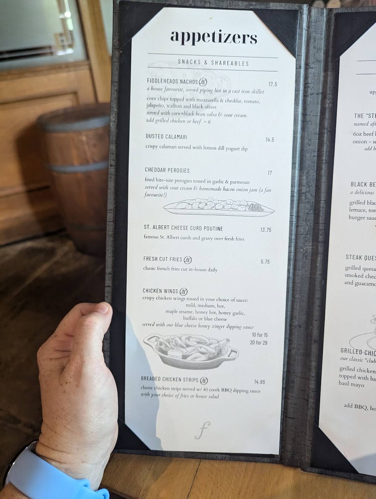 Menu at Fiddleheads Bar and Grill, Perth