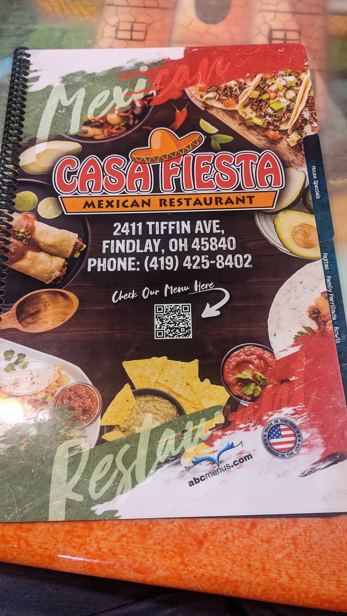 Menu at Casa Fiesta restaurant, Findlay